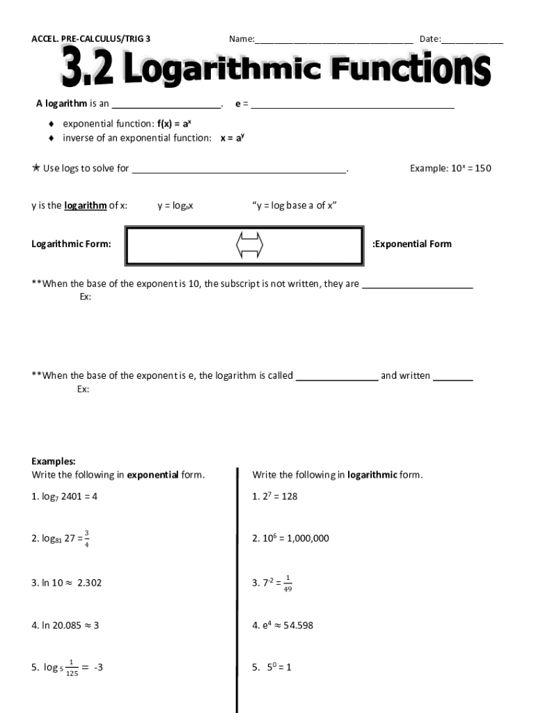 Fillable Online A logarithm is an Fax Email Print - pdfFiller