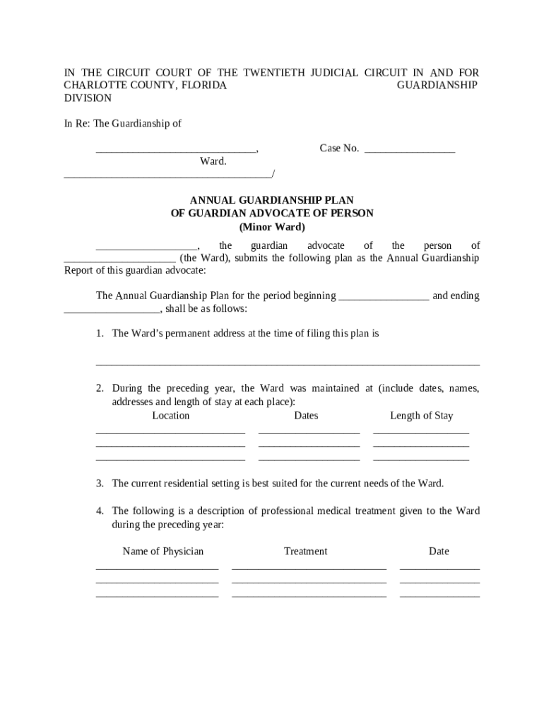 ANNUAL GUARDIANSHIP PLAN - Adult Doc Template | pdfFiller