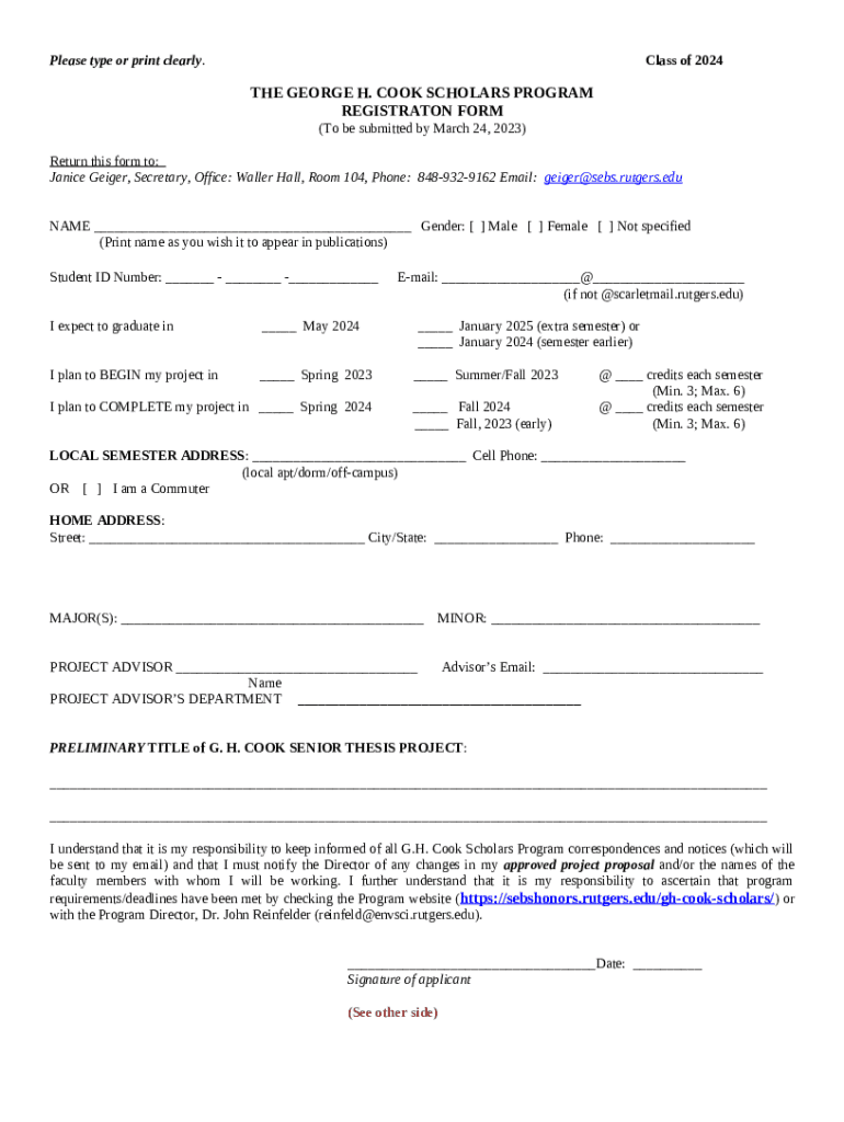 s and Applications - SEBS Honors Programs - sebshonors rutgers Doc Template | pdfFiller
