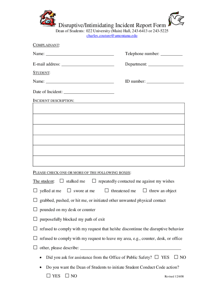 Fillable Online Reporting Forms - Office of the Dean of Students Fax Email Print - pdfFiller