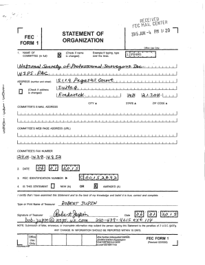 Fillable Online FEC FORM 1 STATEMENT OF ORGANIZATION I 1 4 3 1 ...