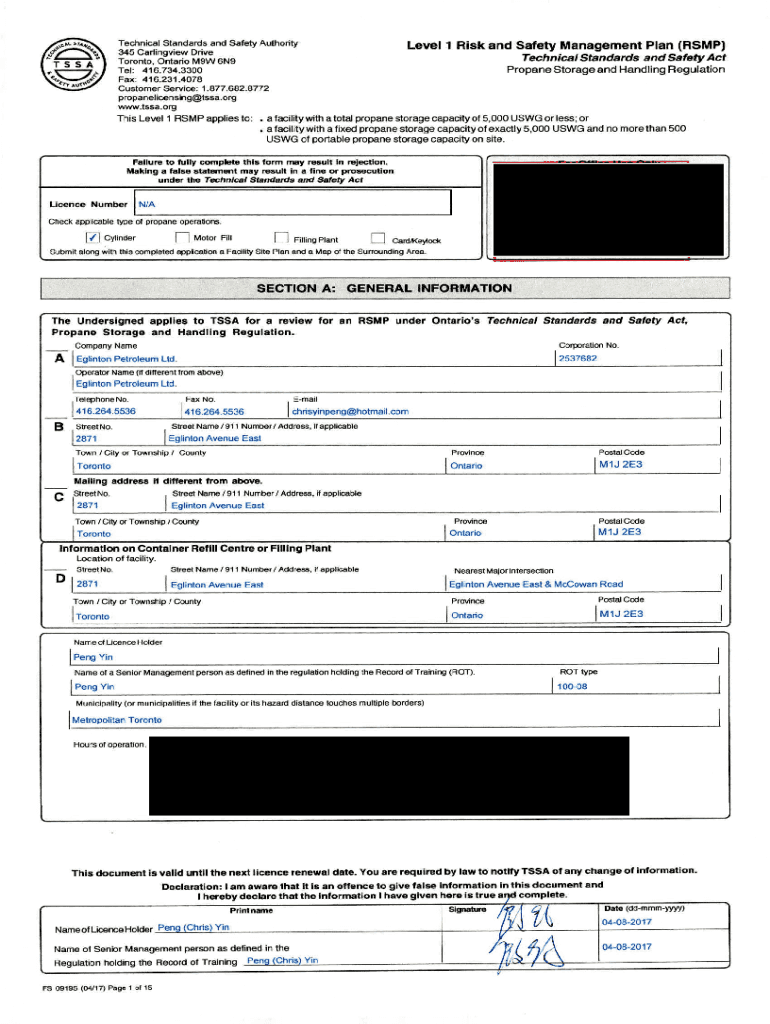 Fillable Online AS Level 1 RIsk and Safety Management Plan (RSMP ...