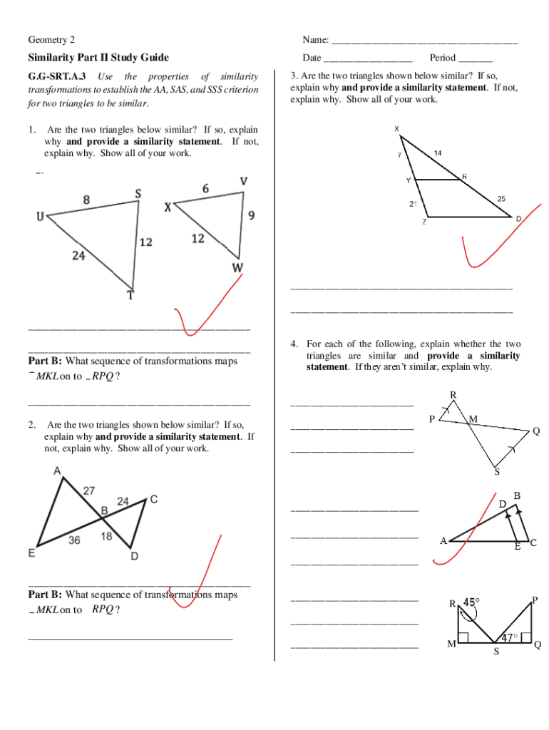 Fillable Online Course Activity: AA, SAS, and SSS Criteria for Similar ...