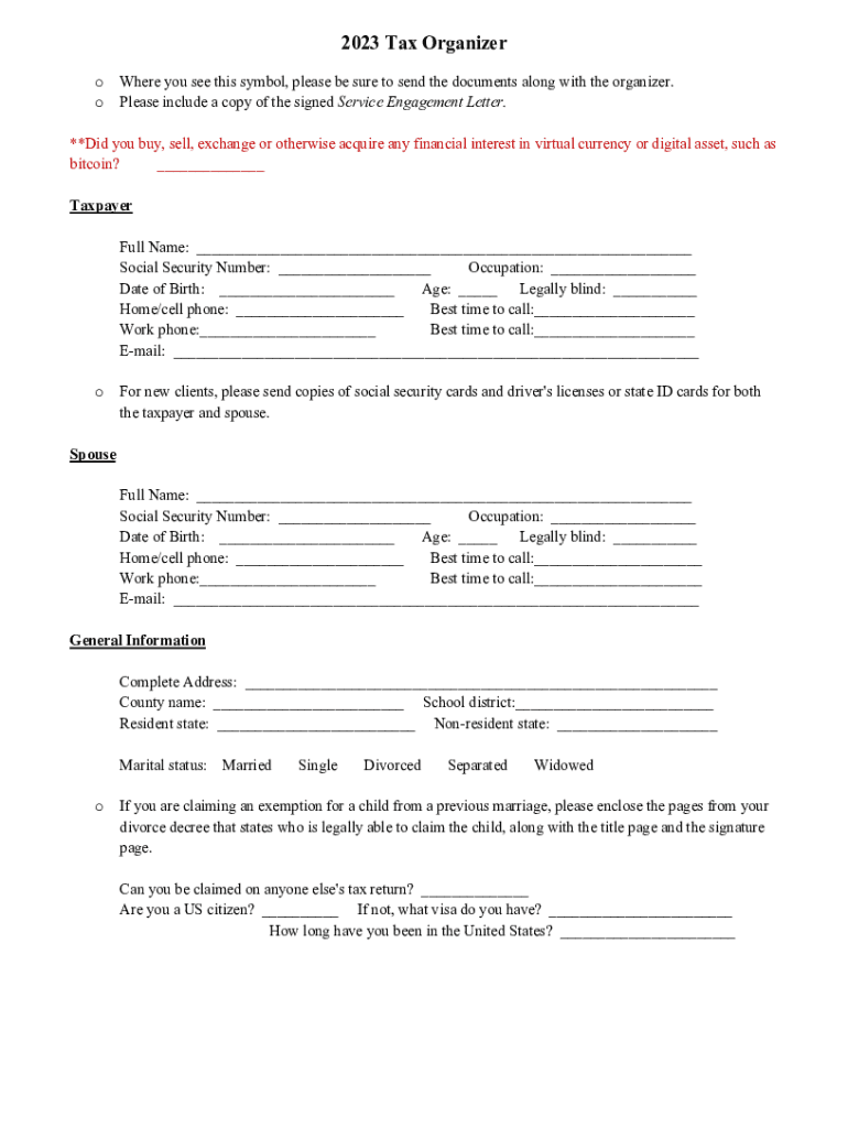 Fillable Online 2023-individual-income-tax-return-organizer-form-1040 ...