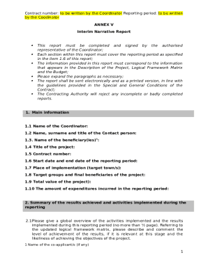 ANNEX VI Model narrative and financial report Doc Template | pdfFiller