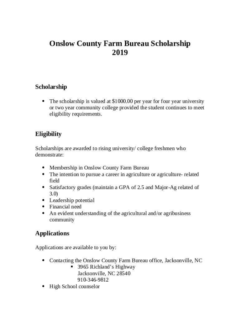 Community College Application - North Carolina Farm Bureau Doc Template ...