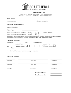 Fillable Online Adjunct Faculty Request Form Revised Fax Email Print ...