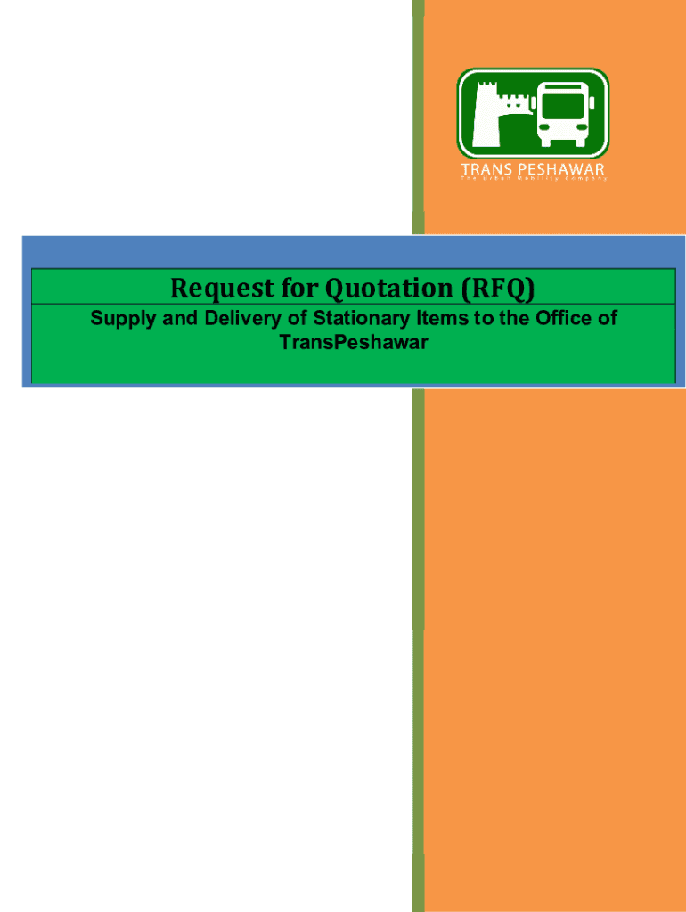 Fillable Online RFQ for Supply and Delivery of Stationary Items to the Office of TransPeshawar ...