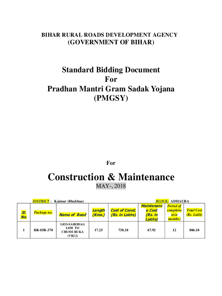 Fillable Online Pradhan Mantri Gram Sadak Yojana (PMGSY) scheme Fax ...