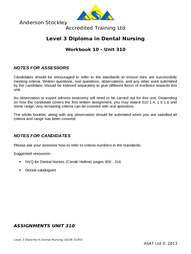 City & Guilds Level 3 Diploma in Dental Nursing (4238-03) Doc Template ...