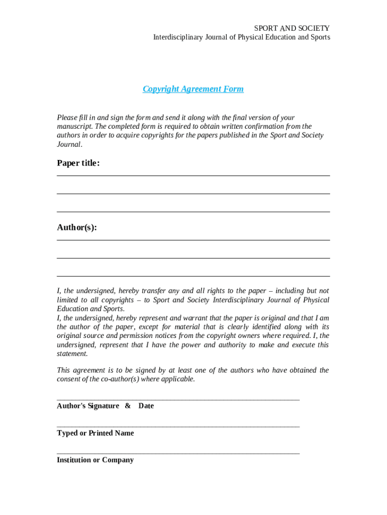 Authorship Statement, Copyright Agreement, Financial ... Doc Template ...