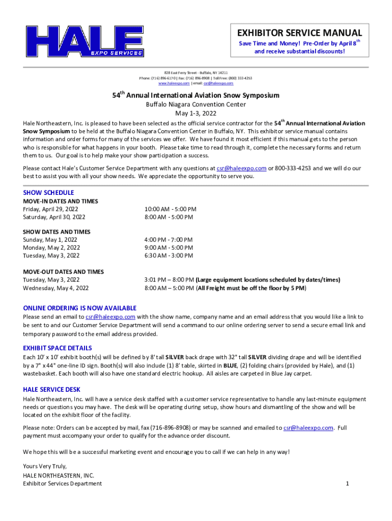 Fillable Online EXHIBITOR SERVICE MANUAL - The National Franchise Show Fax Email Print - pdfFiller