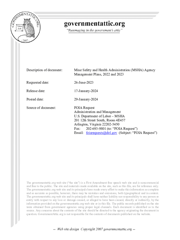Fillable Online Mine Safety and Health Administration (MSHA) Agency ...
