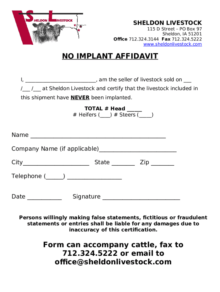 sSheldon LivestockCattle Auction Doc Template | pdfFiller