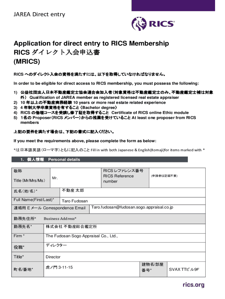 Fillable Online Qualifications approved for direct entry to MRICS Fax ...