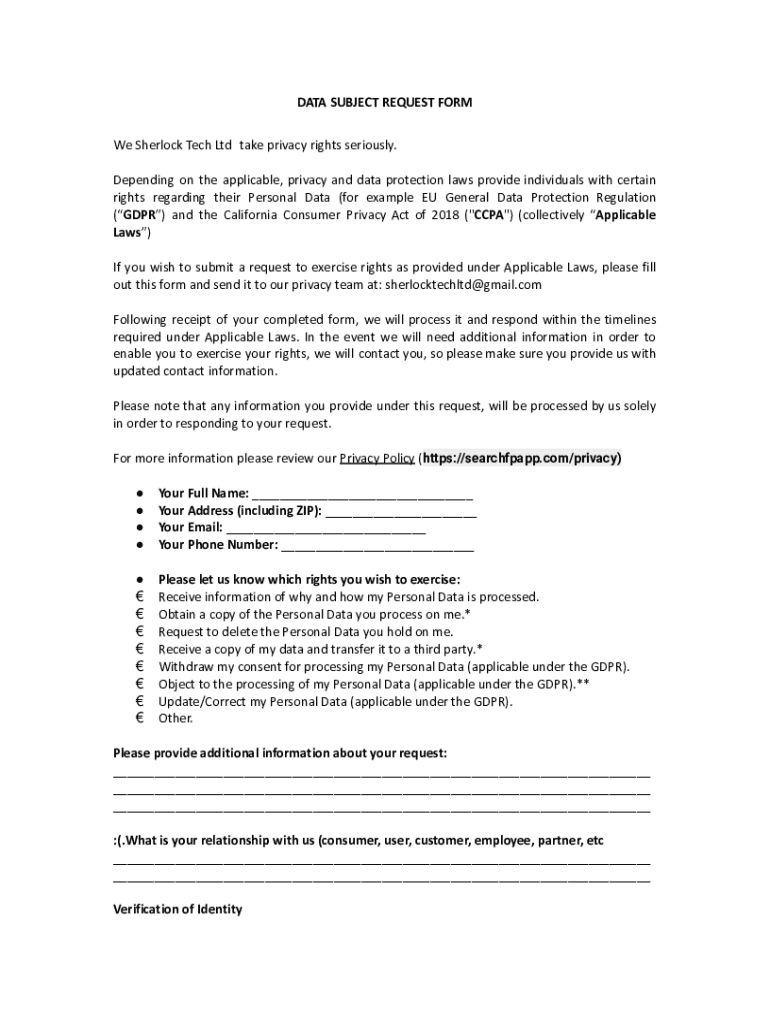 Fillable Online Data Subject Request Form MTM.docx Fax Email Print ...