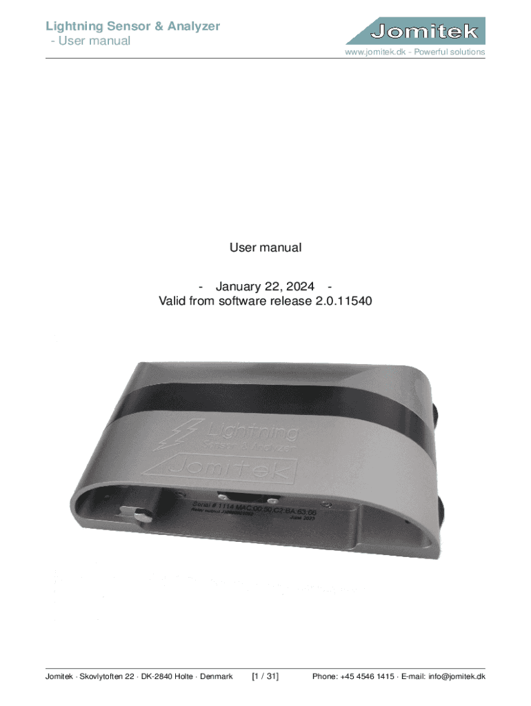 Fillable Online Jomitek Power & Interface box for the Lightning Sensor & ... Fax Email Print ...