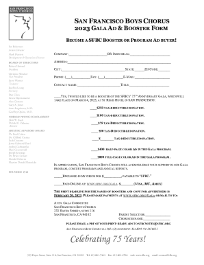 Fillable Online 2023 GALA AD & BOOSTER FORM Fax Email Print - pdfFiller
