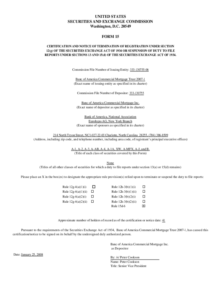 Fillable Online 15-12G: Securities registration termination Section 12(g) ... Fax Email Print ...