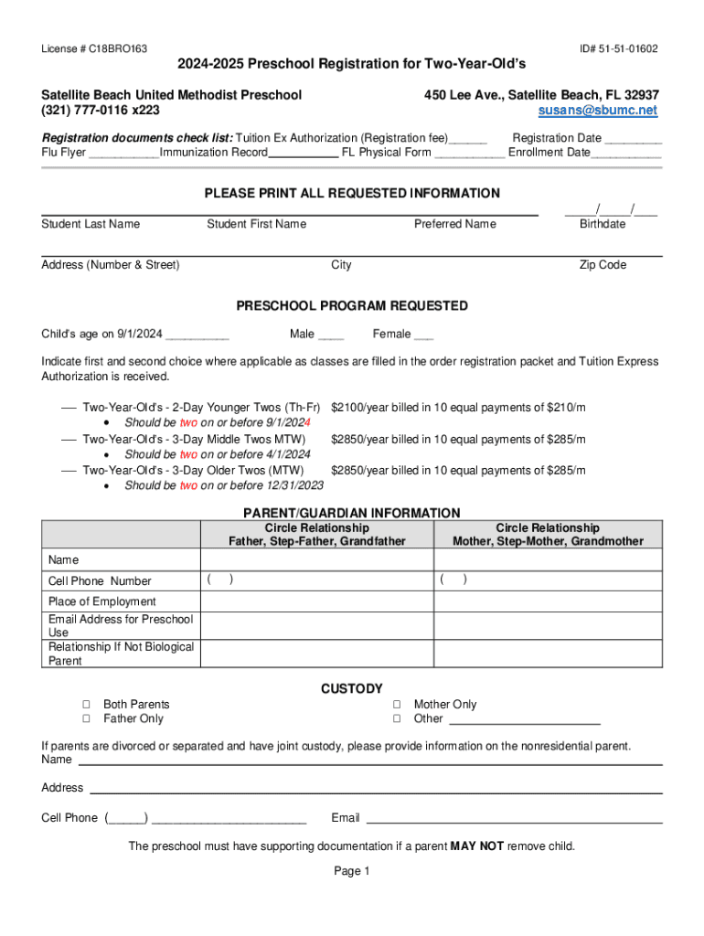 Fillable Online Satellite Beach United Methodist Church Fax Email Print ...