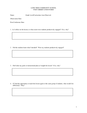 Fillable Online Track I Post Observation Form.docx Fax Email Print - pdfFiller