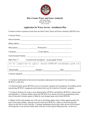 Fillable Online Hart County Water and Sewer Utility Authority Fax Email ...