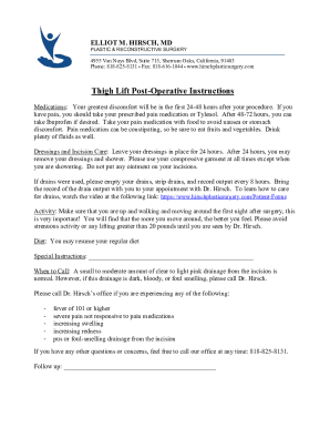 Fillable Online Thigh lift post op instructions Fax Email Print - pdfFiller