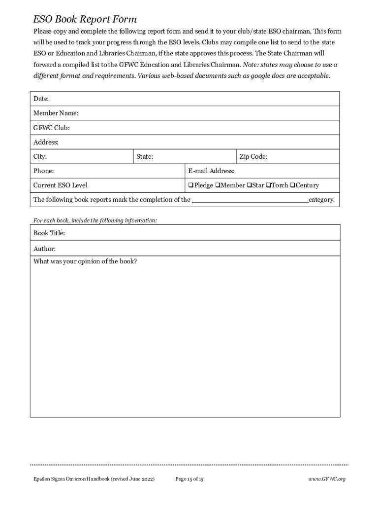 Fillable Online ESO Guidelines for 2020-2022 (report form is on 2nd ...