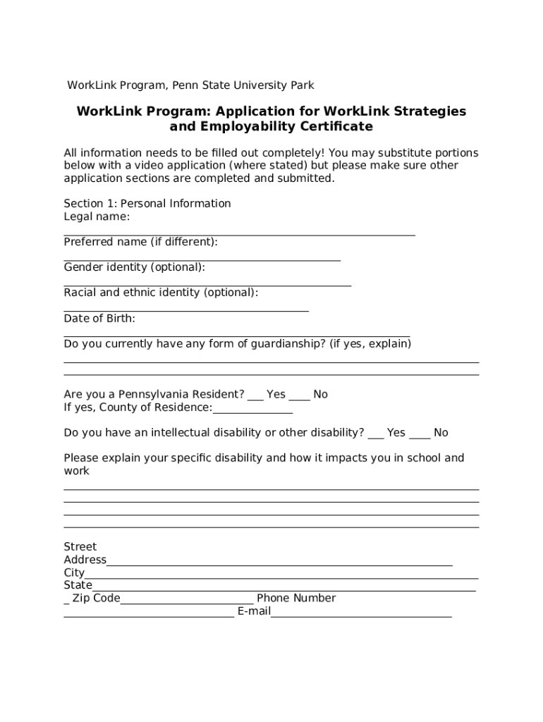 Worklink Strategies and Employability, CertificatePenn State Doc ...