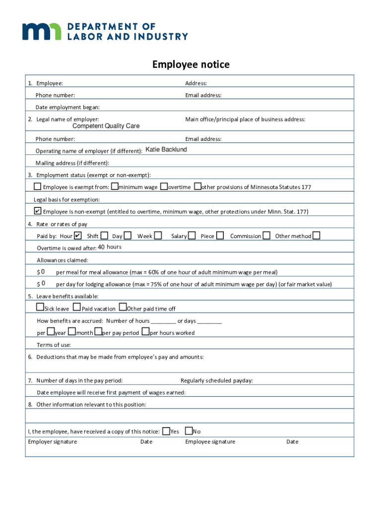 Fillable Online CQC Employee Notice Form. CQC Employee Notice Form Fax ...
