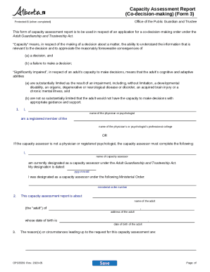 Fillable Online Capacity Assessment Report (Co-decision-making) (Form 3 ...