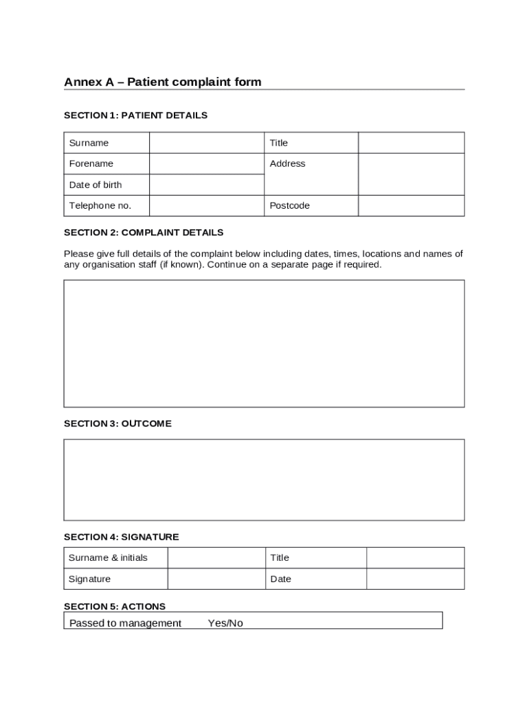 Patient Complaints Procedure: al Complaints Doc Template | pdfFiller