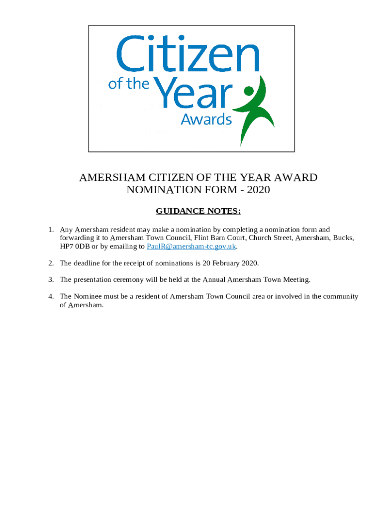 American Awards Nomination Doc Template | pdfFiller