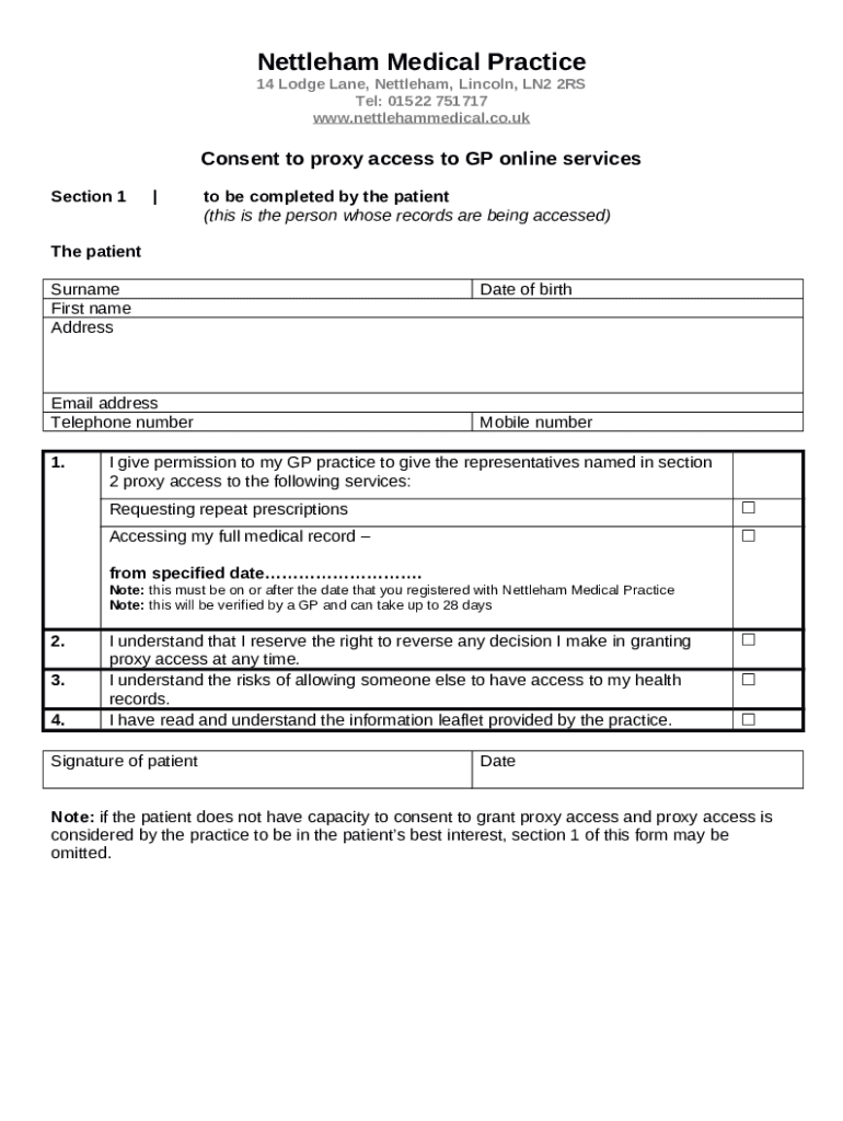 Contact: Nettleham Medical Practice Doc Template | pdfFiller