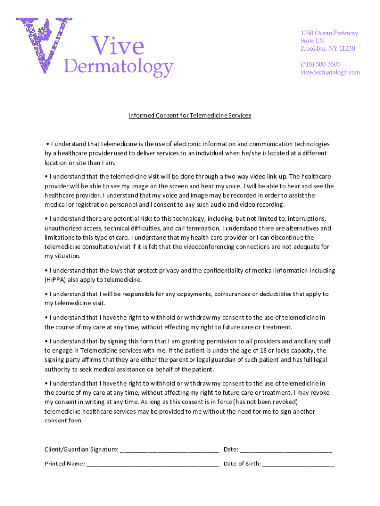 Fillable Online Vive Telemed Consent Fax Email Print - pdfFiller