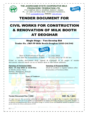 Fillable Online tender document-civil work for construction ...