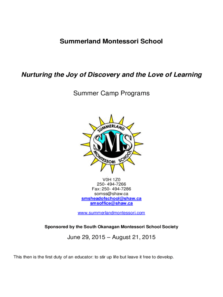 Fillable Online Summerland Montessori School Fax Email Print - pdfFiller