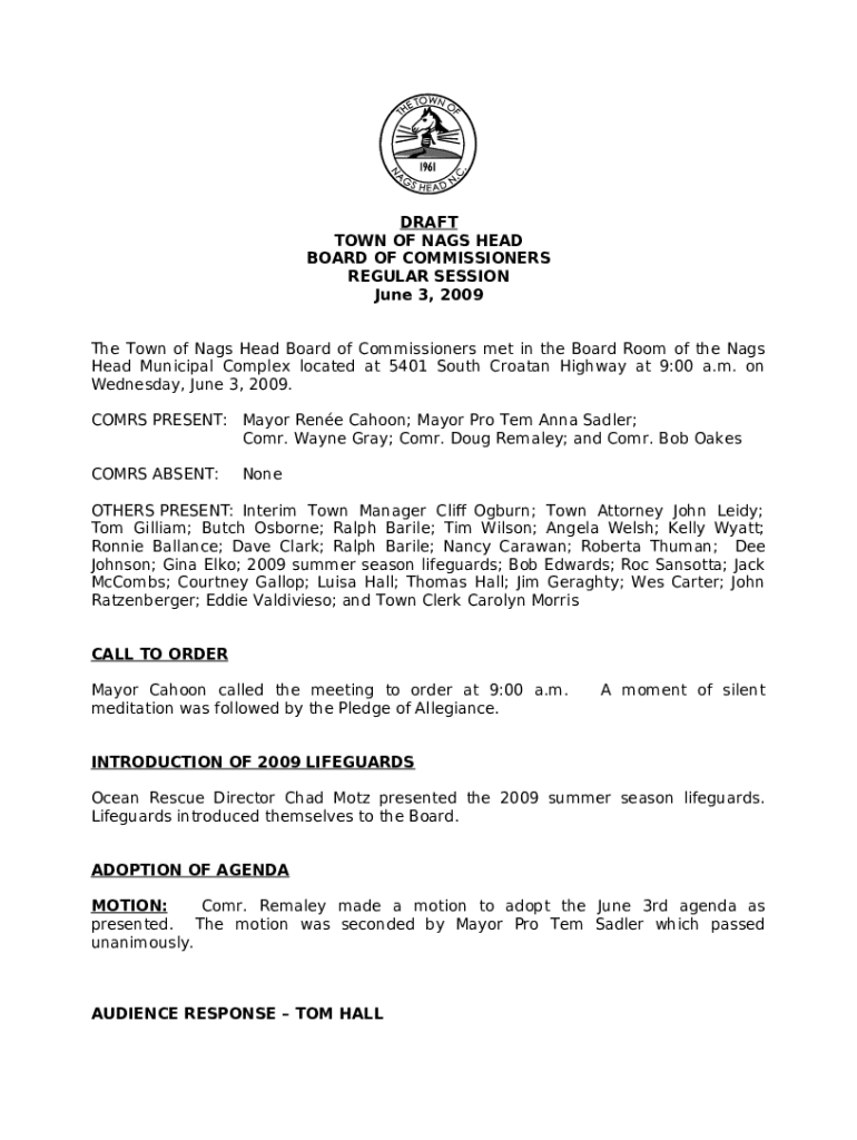 OTHERS PRESENT:Interim Town Manager Cliff Ogburn; Town Attorney John ...