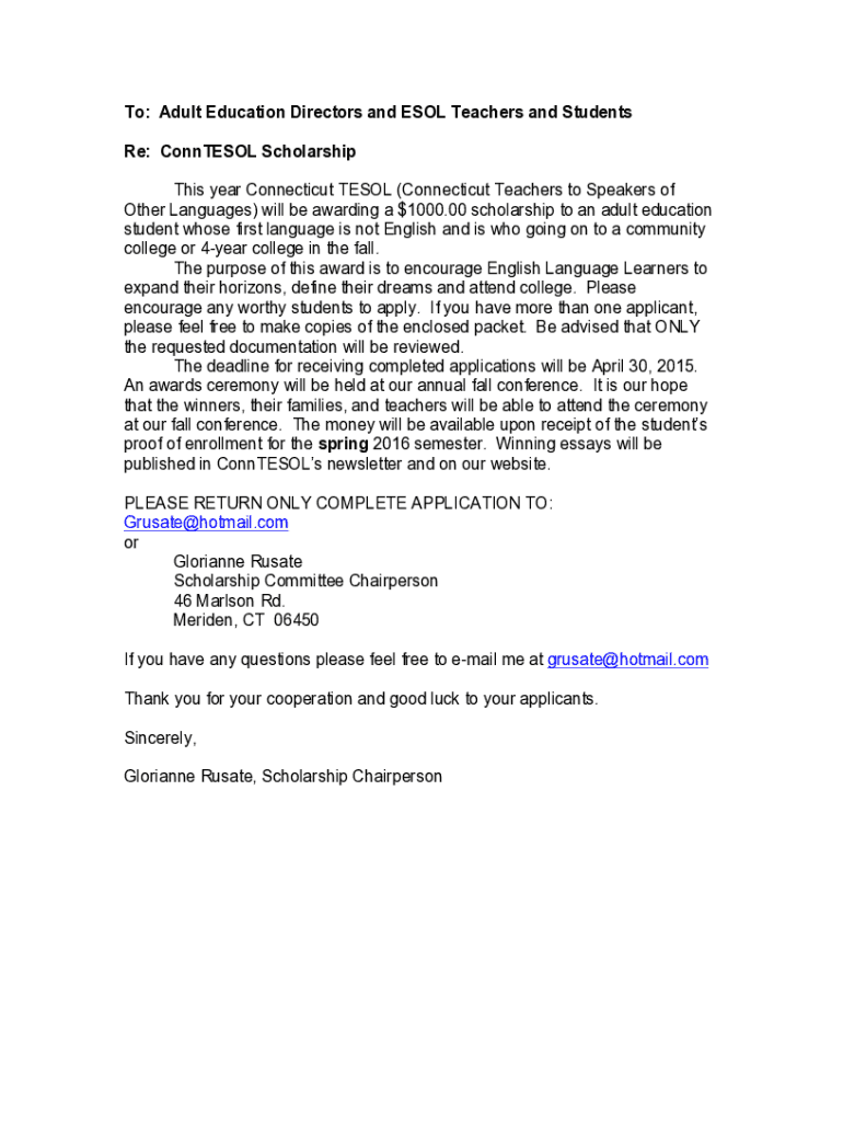 Fillable Online Adult Education Directors and ESOL Teachers and ...