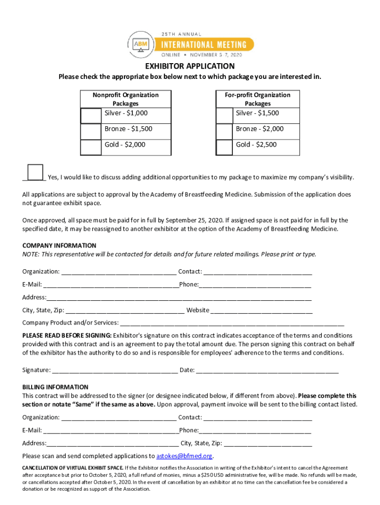 Fillable Online EXHIBITOR PACKAGES & FEES Fax Email Print - pdfFiller