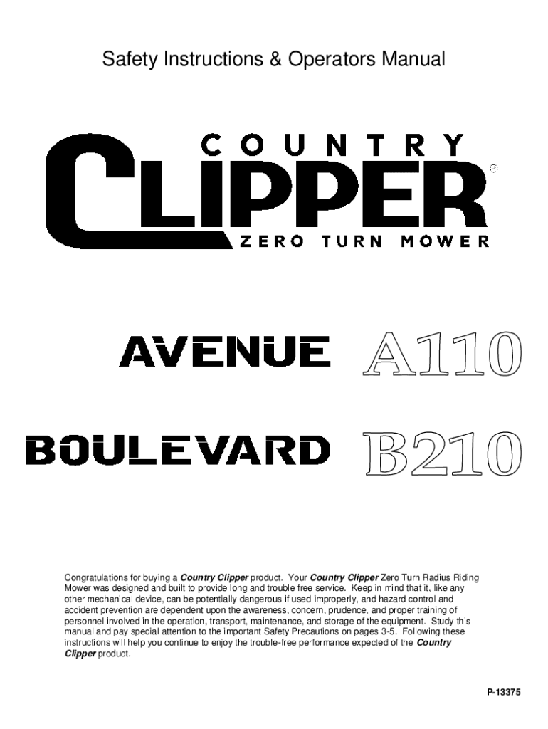 Fillable Online Your Country Clipper Zero Turn Radius Riding Fax Email ...