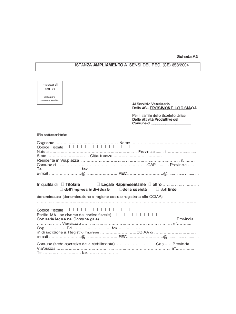 Compilabile Online Scheda A2 FAC SIMILE ISTANZA AMPLIAMENTO AI ... Fax ...