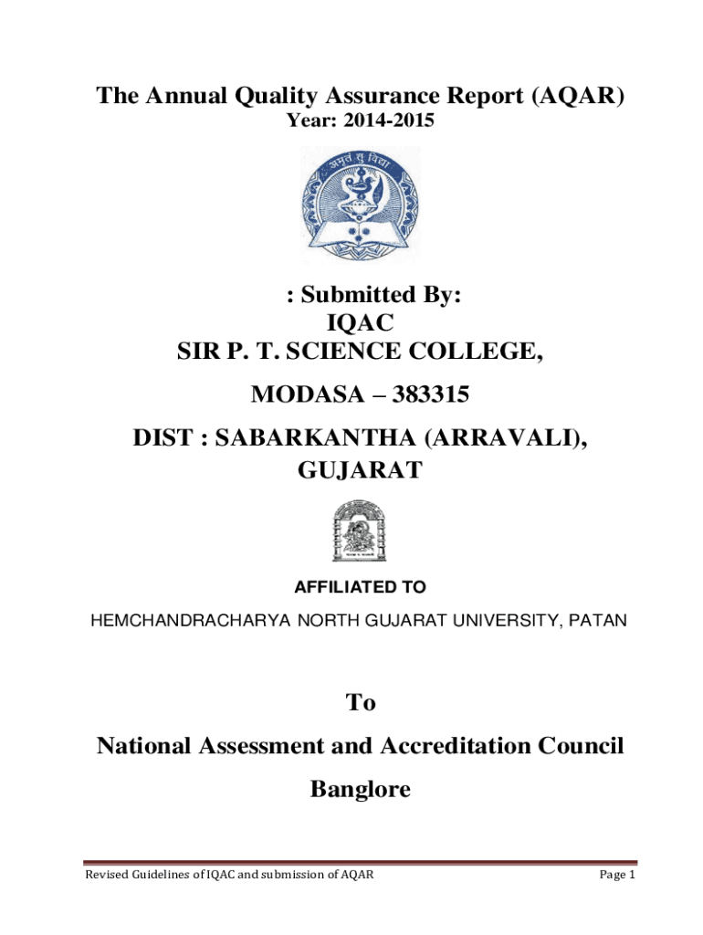 Fillable Online The Annual Quality Assurance Report (AQAR) : Submitted By: ... Fax Email Print ...