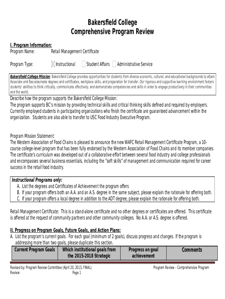 Program Name:Retail Management Certificate Doc Template | pdfFiller