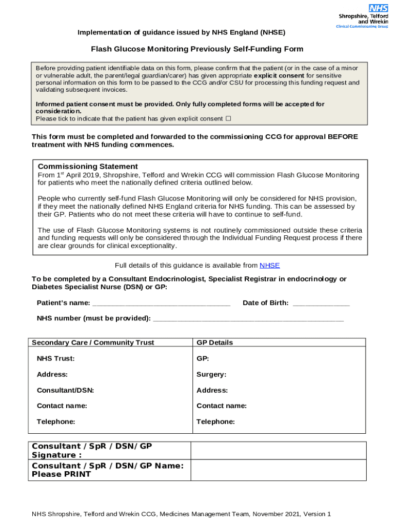 Flash Glucose Monitoring in South East London (SEL) Doc Template | pdfFiller