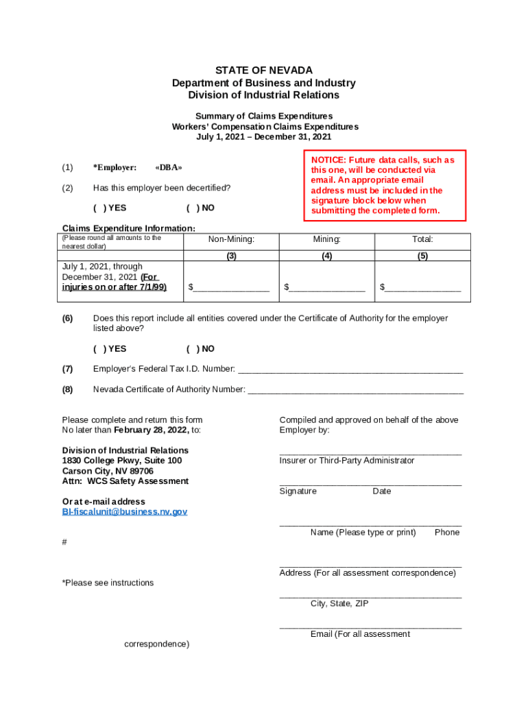 Nevada Workers' Compensation Guide Doc Template | pdfFiller