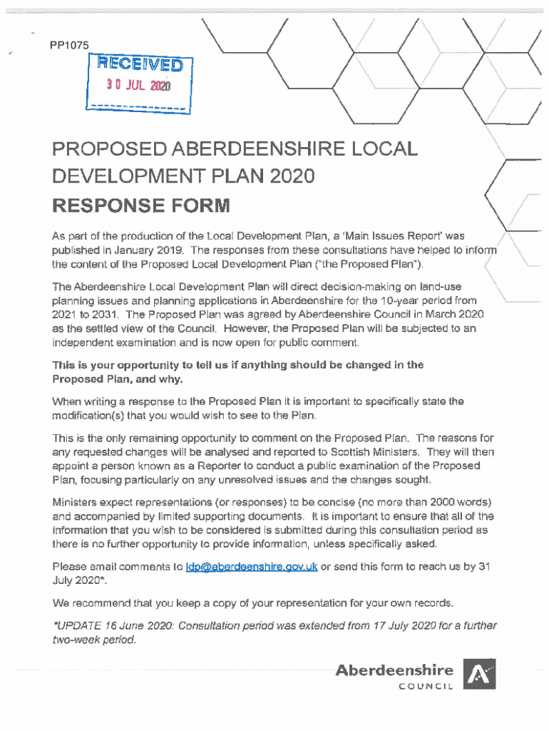 Fillable Online online aberdeenshire gov the content of the Proposed ...