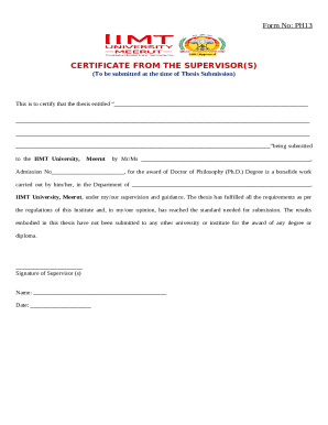 CERTIFICATE FROM THE SUPERVISOR(S) Doc Template | pdfFiller
