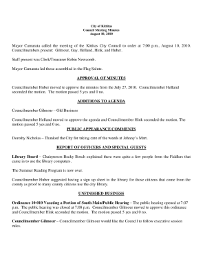 Fillable Online The motion passed 5 yes and 0 no Fax Email Print ...