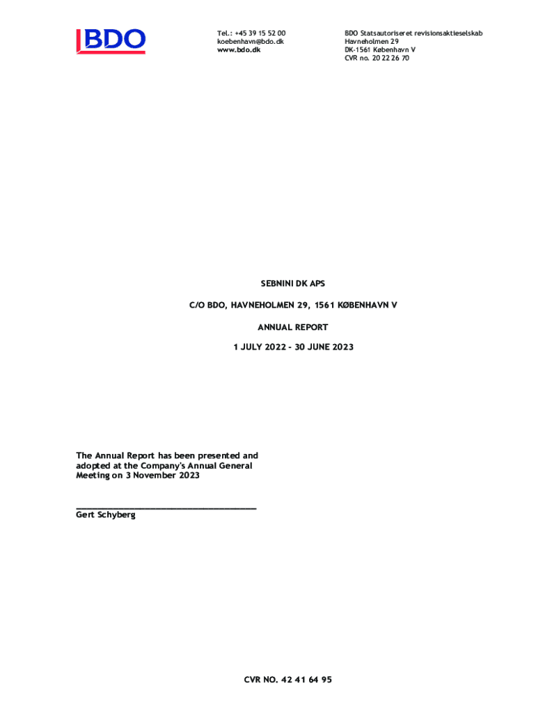 Fillable Online sebnini dk aps c/o bdo, havneholmen 29, 1561 kbenhavn ... Fax Email Print ...